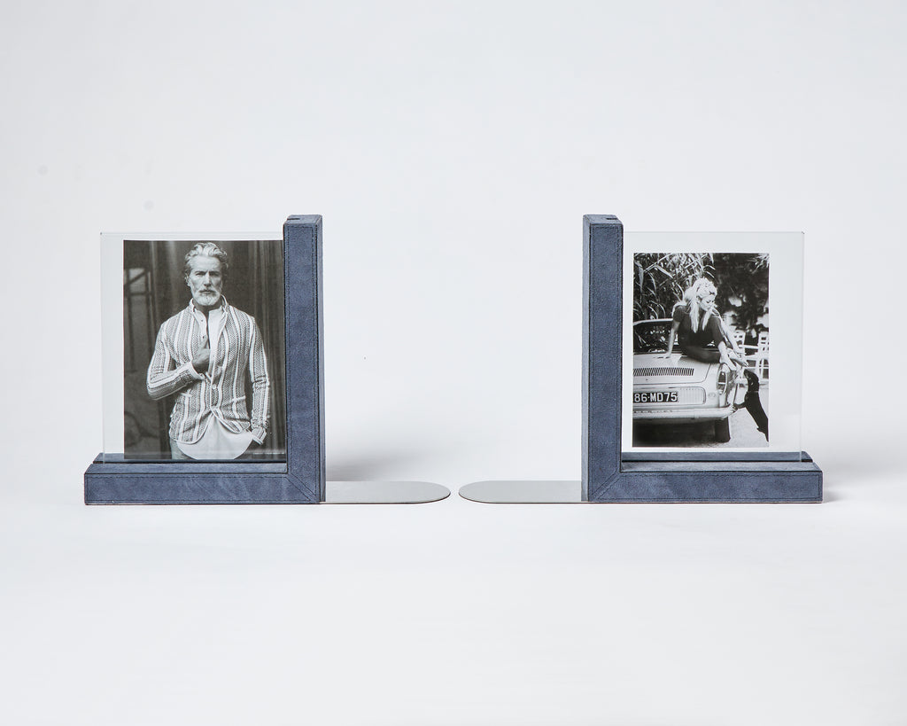 Mia Bookend Picture Frame Calfskin Royal Blue – Augustus Brandt